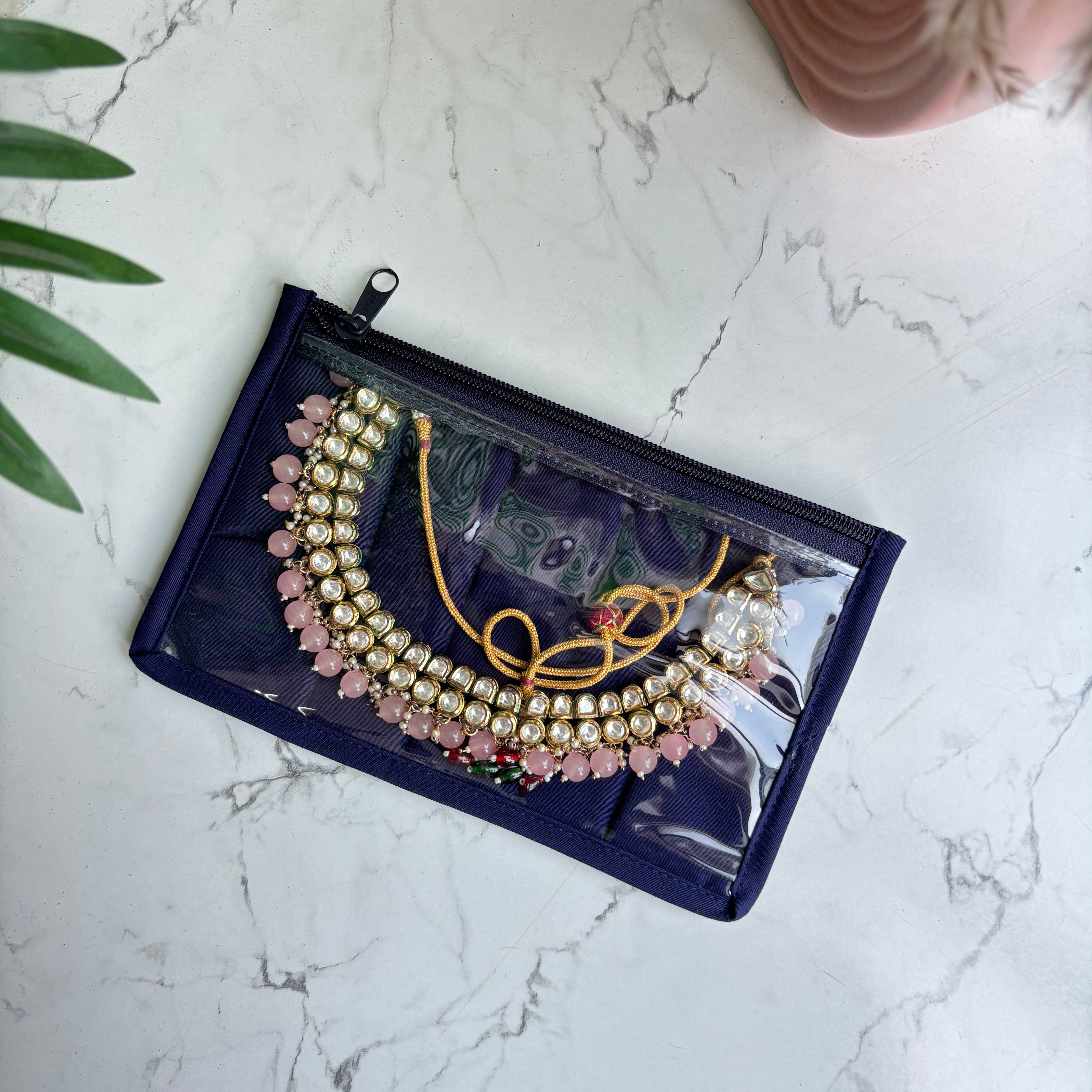 Stand - alone long accessory pouches - Navy blue- Set of 6 – The ...